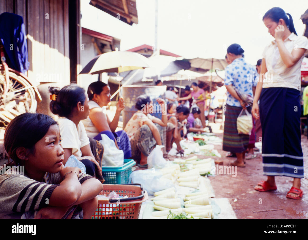 busy rural market, Laos Stock Photo - Alamy
