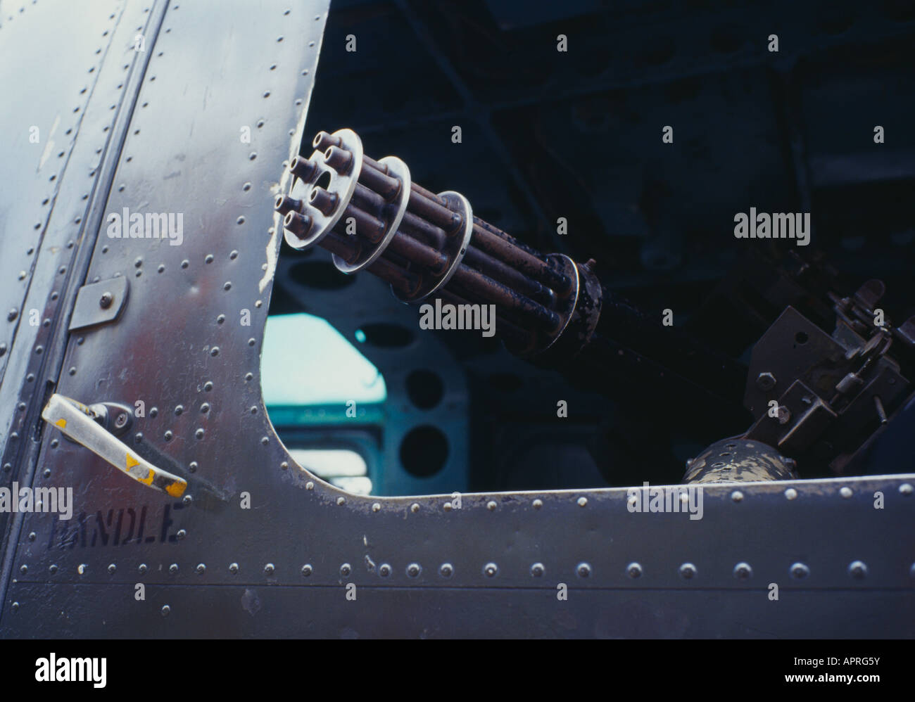 sub machine gun in window of helicopter, Vietnam Stock Photo - Alamy