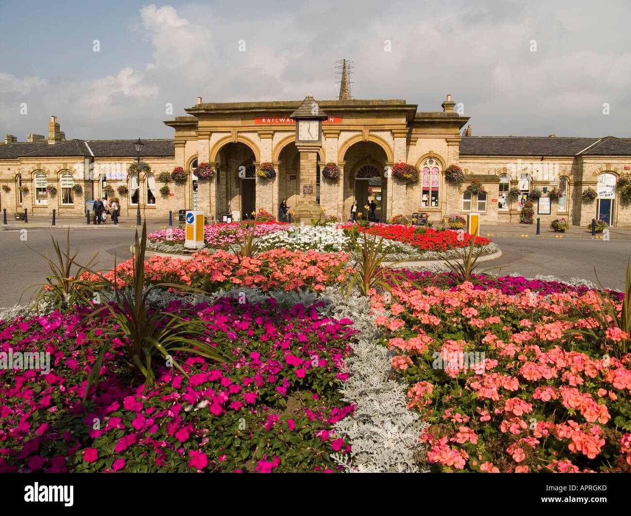 A floral display outside Saltburn station Cleveland Stock Photo - Alamy