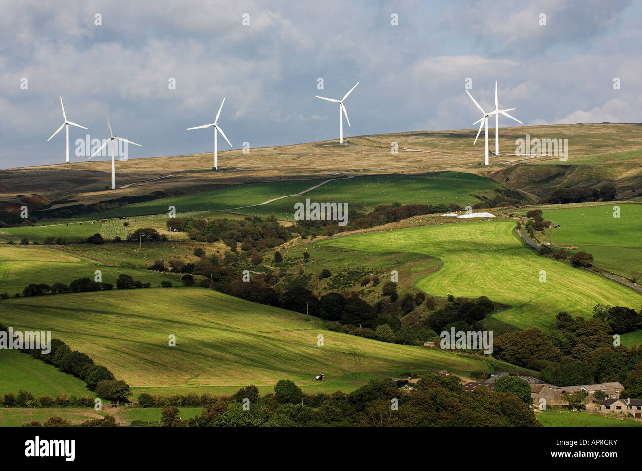 Wind Turbines dominating skyline Lancashire England Stock Photo - Alamy