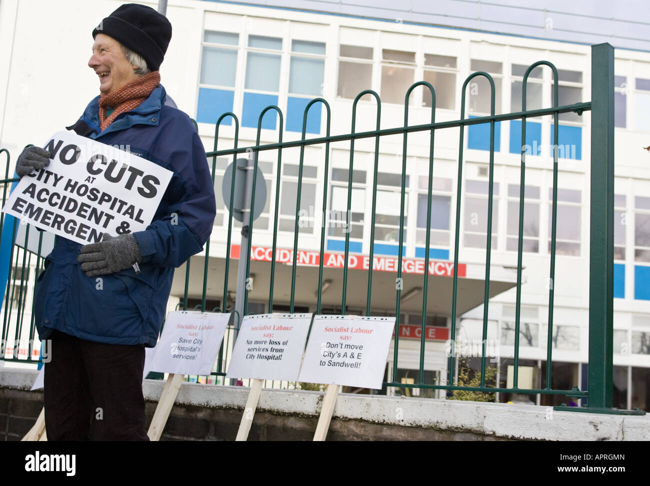 Lone man protesting the closure of the accident department at City ...