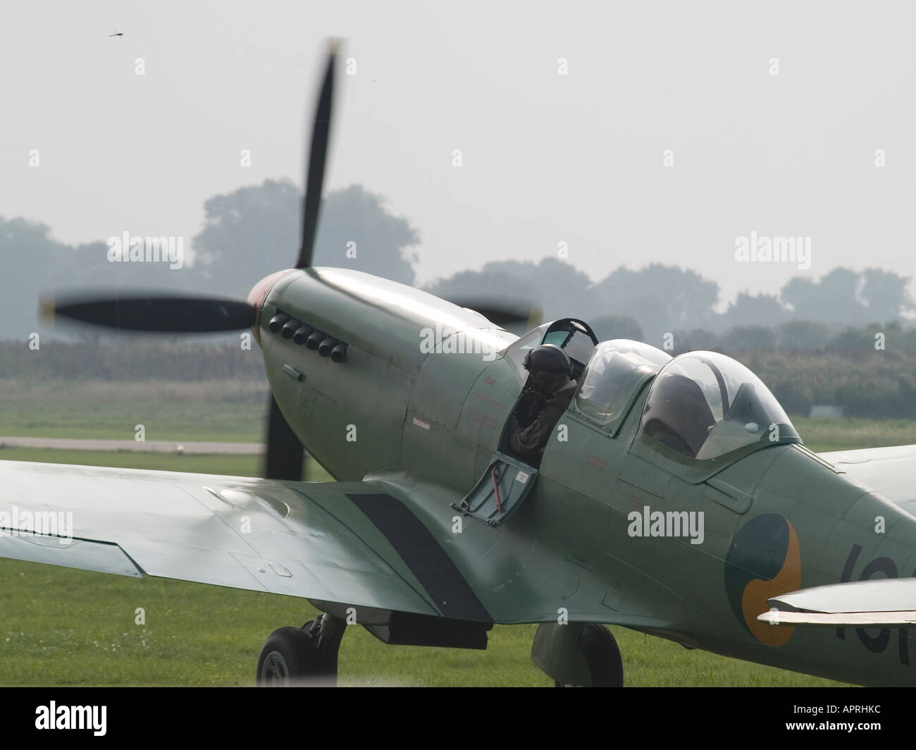An Irish Air Force 2 seater World War 2 Spitfire fighter plane taxi ing at Shoreham Air Display ...