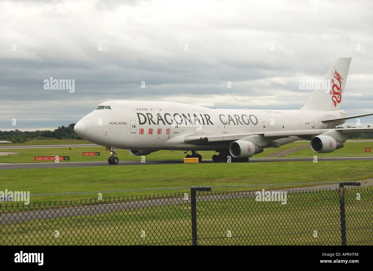 Dragonair cargo plane airplane taxiing at Manchester Airport England UK ...