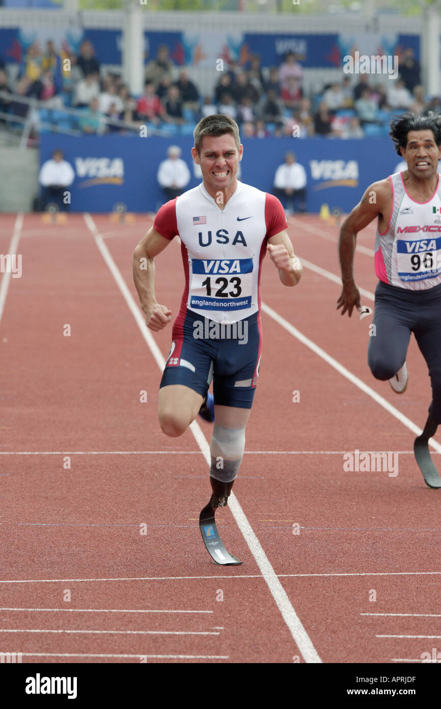 Danny ANDREWS USA races to the finish line in the men s T44 100m sprint ...