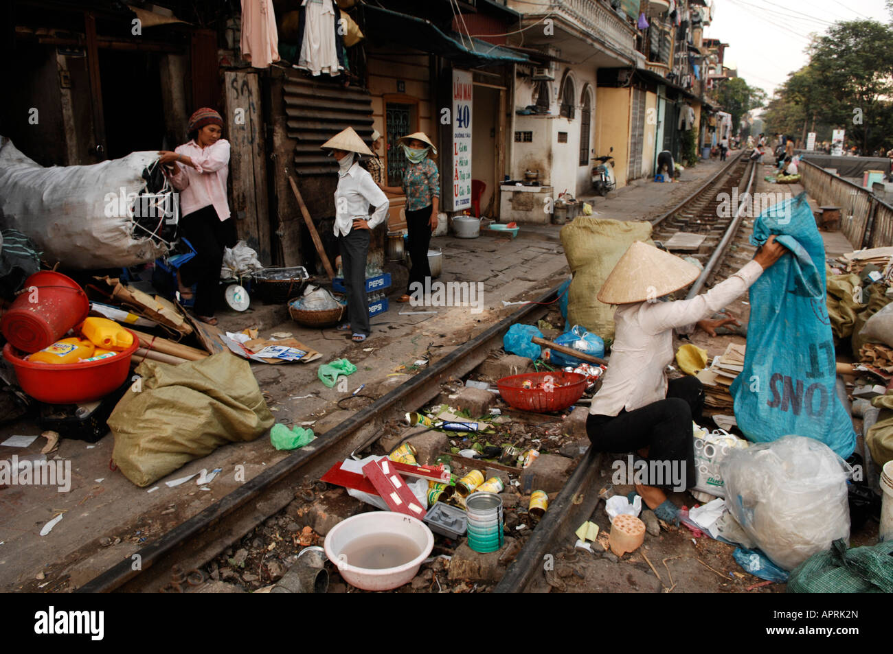 Vietnam Hanoi In a slum area of Hanoi close to the railway station and ...