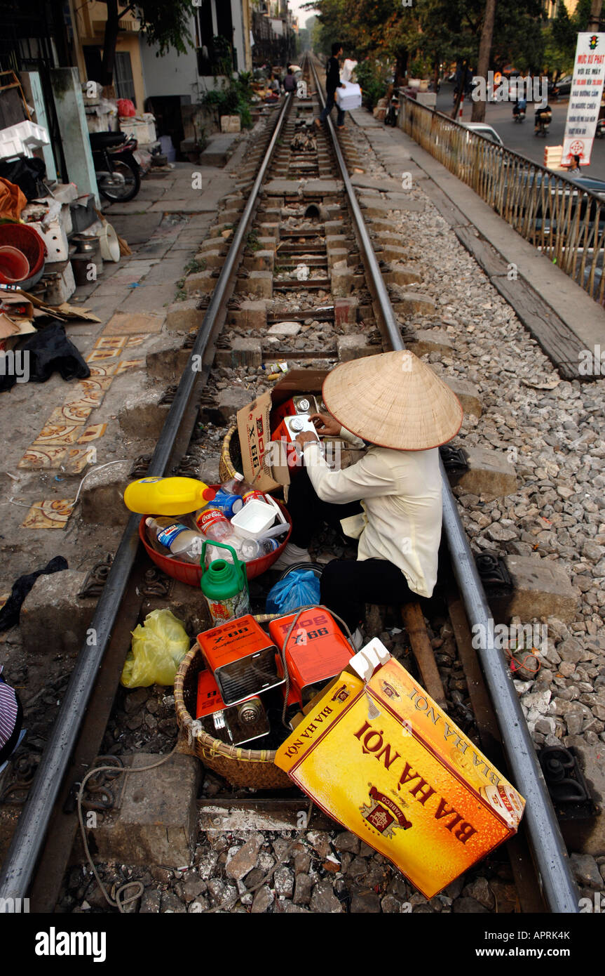 Vietnam Hanoi In a slum area of Hanoi close to the railway station and ...