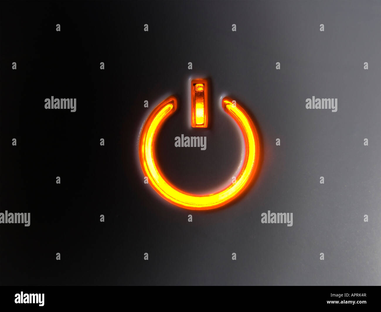 lit power button in orange color Stock Photo - Alamy