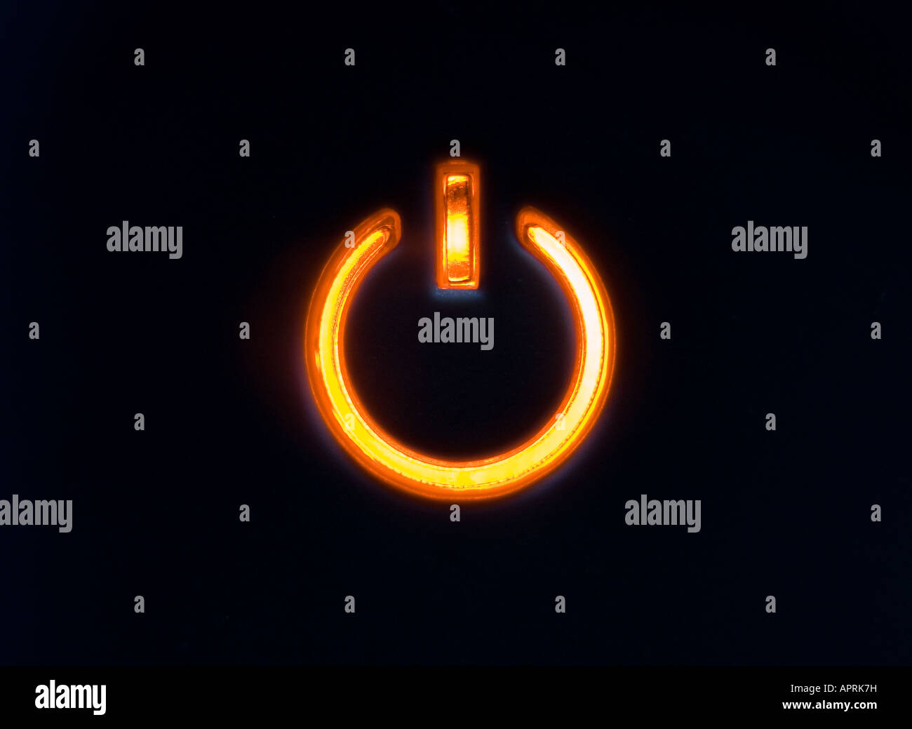 lit power button in orange color Stock Photo - Alamy