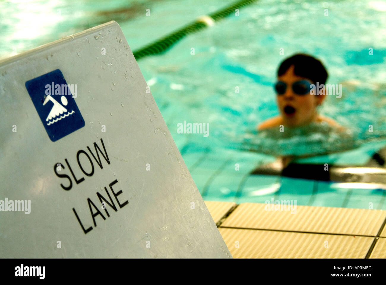 The slow lane at a public swimming pool Stock Photo - Alamy