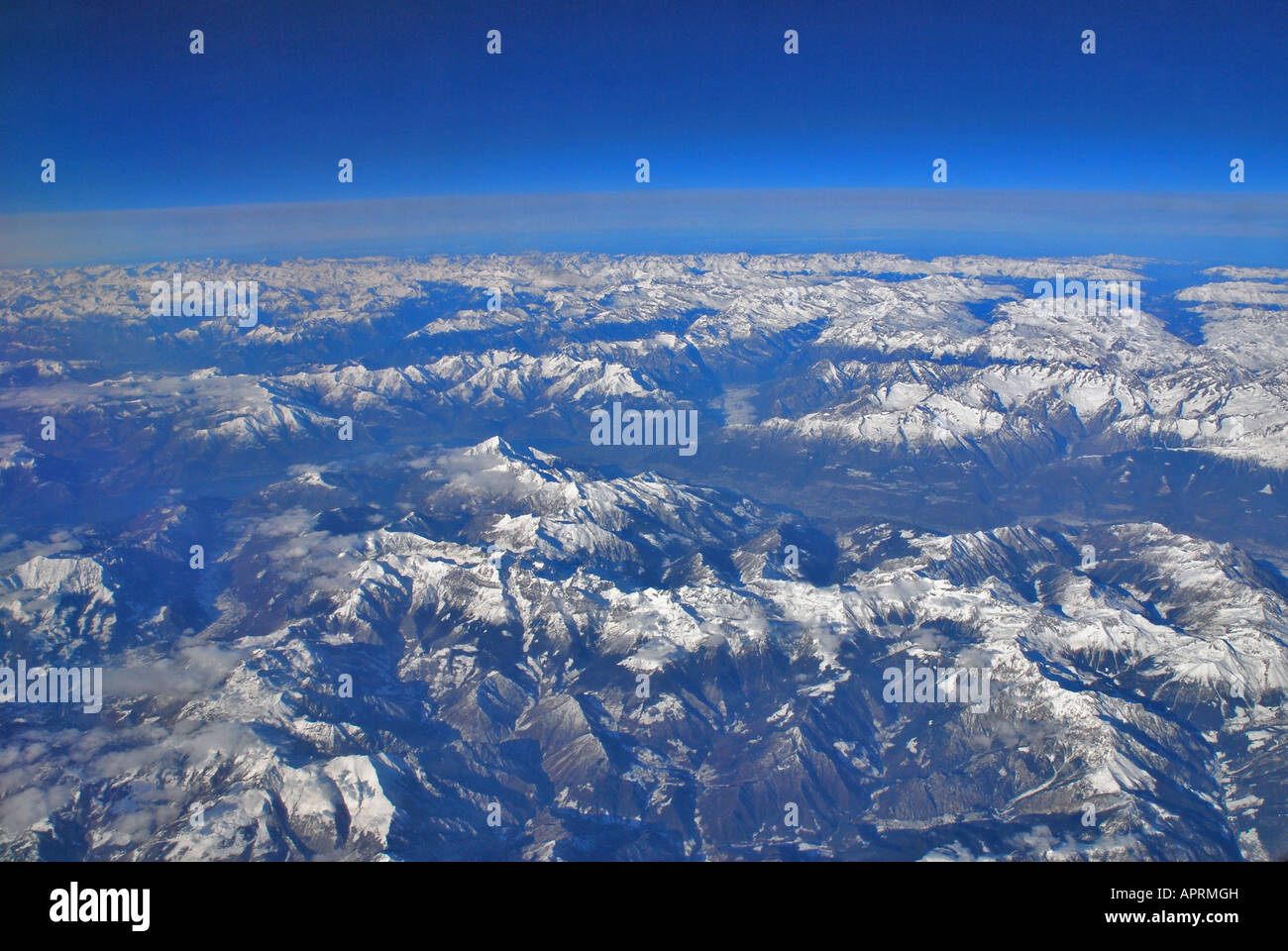 Alps, skyline, sky, blue, fly, flying, europe, germany, mountain Stock ...