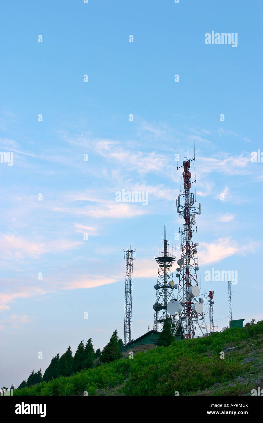 Telecomunications antennas tower Stock Photo - Alamy