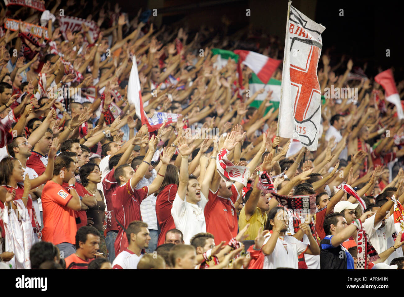 Sevilla FC fans encouraging their team Stock Photo - Alamy