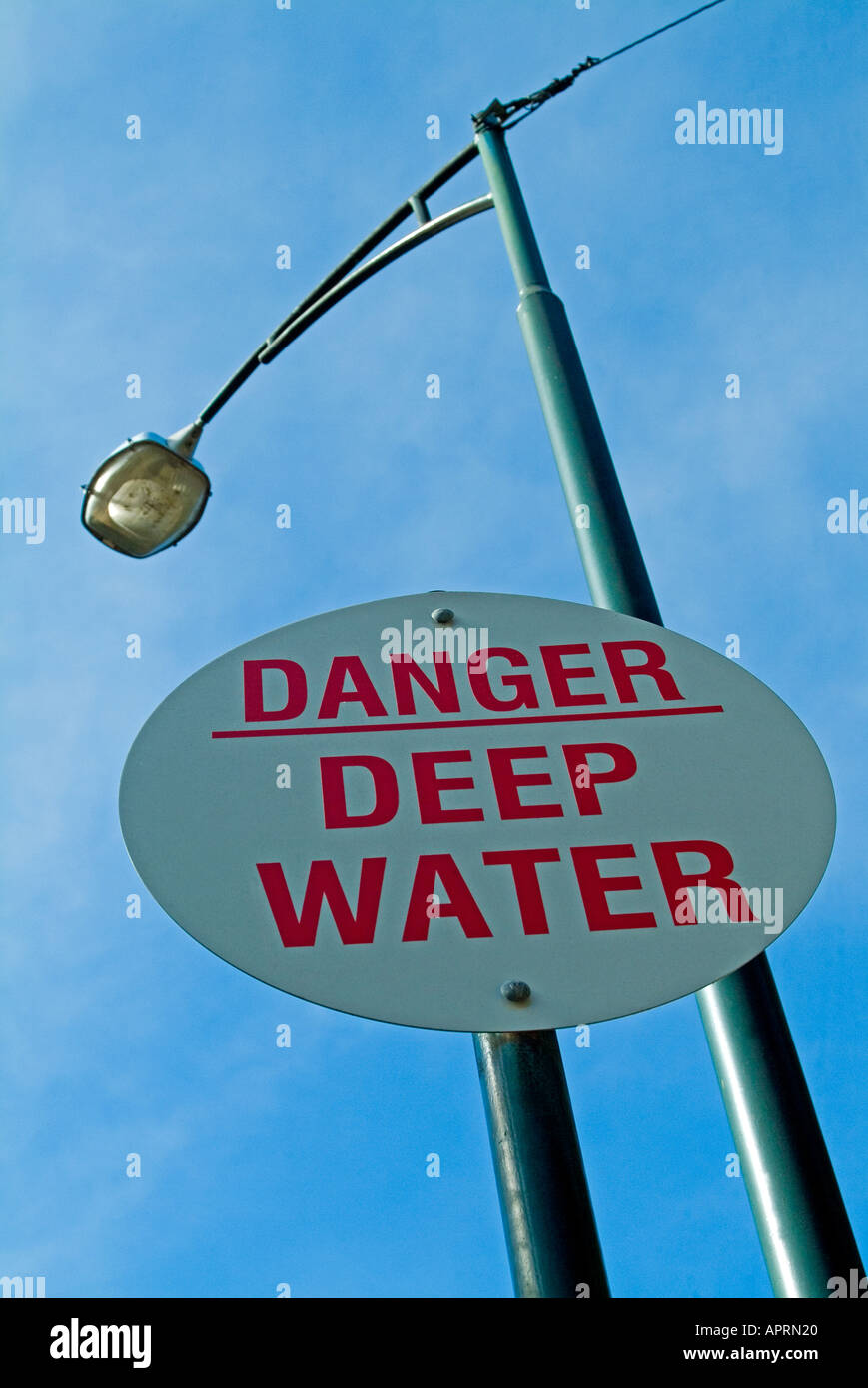 Deep water warning sign Stock Photo - Alamy