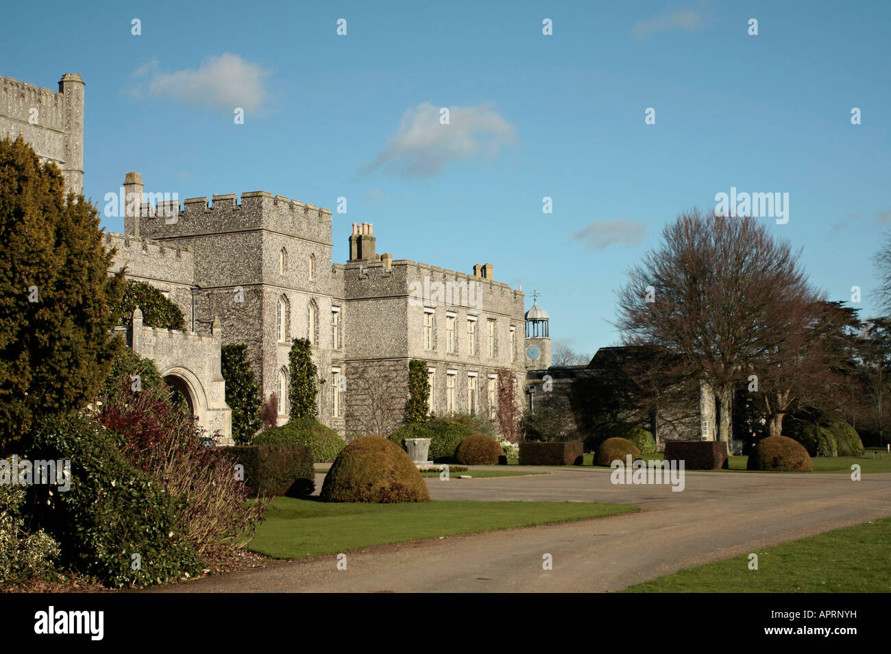 The front elevation of West Dean House in winter. West Sussex, England ...