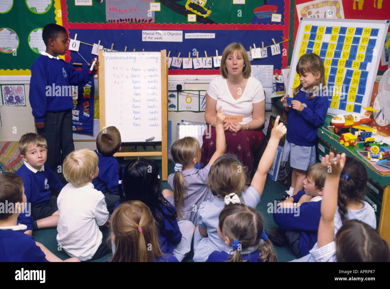 primary classroom with teacher Stock Photo - Alamy