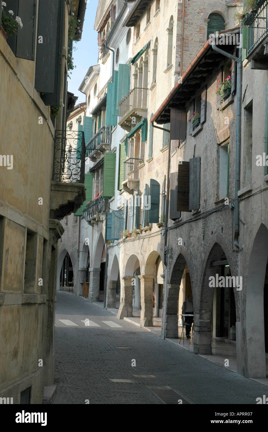 Narrow street scene in Asolo Italy Stock Photo - Alamy