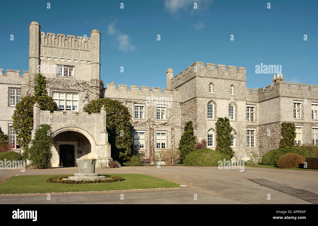 The front elevation of West Dean House in winter. West Sussex, England ...