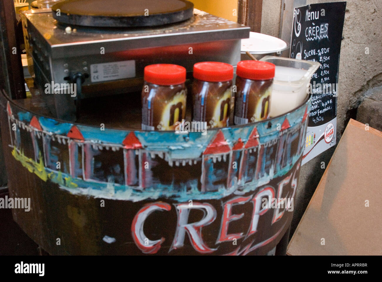 crepe stall in carcassonne Stock Photo - Alamy