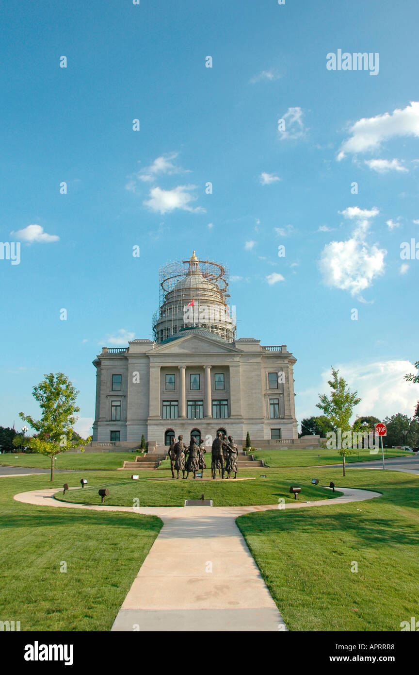 State Capitol in Little Rock Arkansas with the Little Rock Nine statue ...