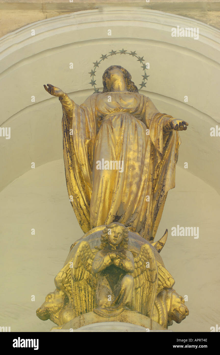 golden, virgin mary, our lady, saint, christianity, catholic, statue ...