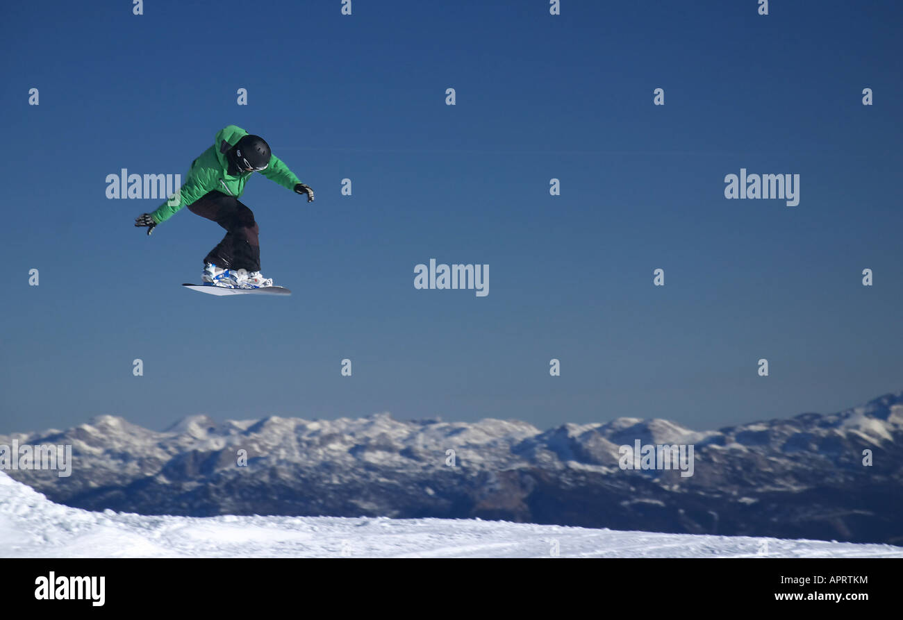 flying snowboarder in the Alps Stock Photo - Alamy