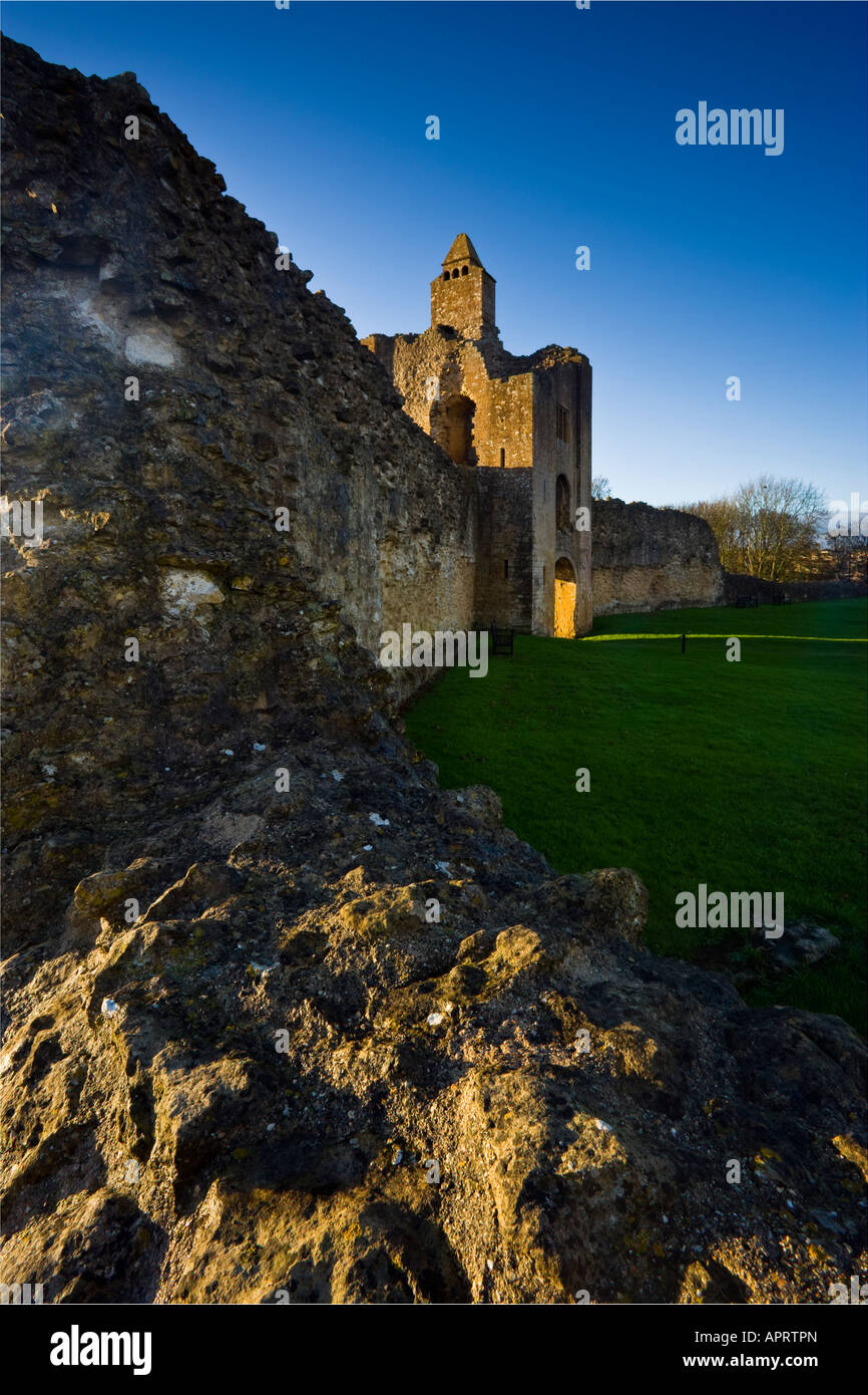 Sherborne Old Castle, Dorset, UK in late afternoon sunlight Stock Photo ...