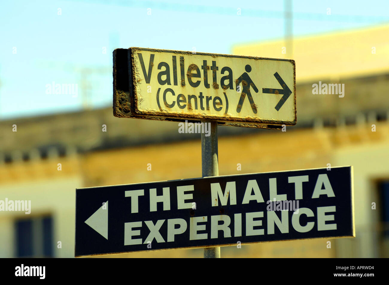 valletta, centre, the malta experience, signs Stock Photo - Alamy