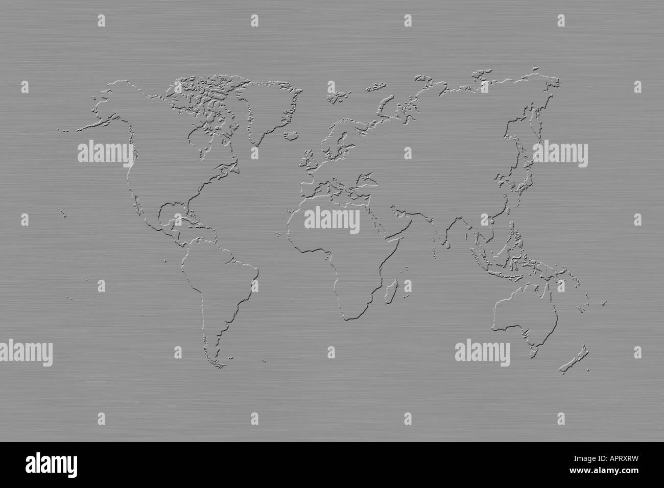 World map over a texture of brushed metal Stock Photo - Alamy