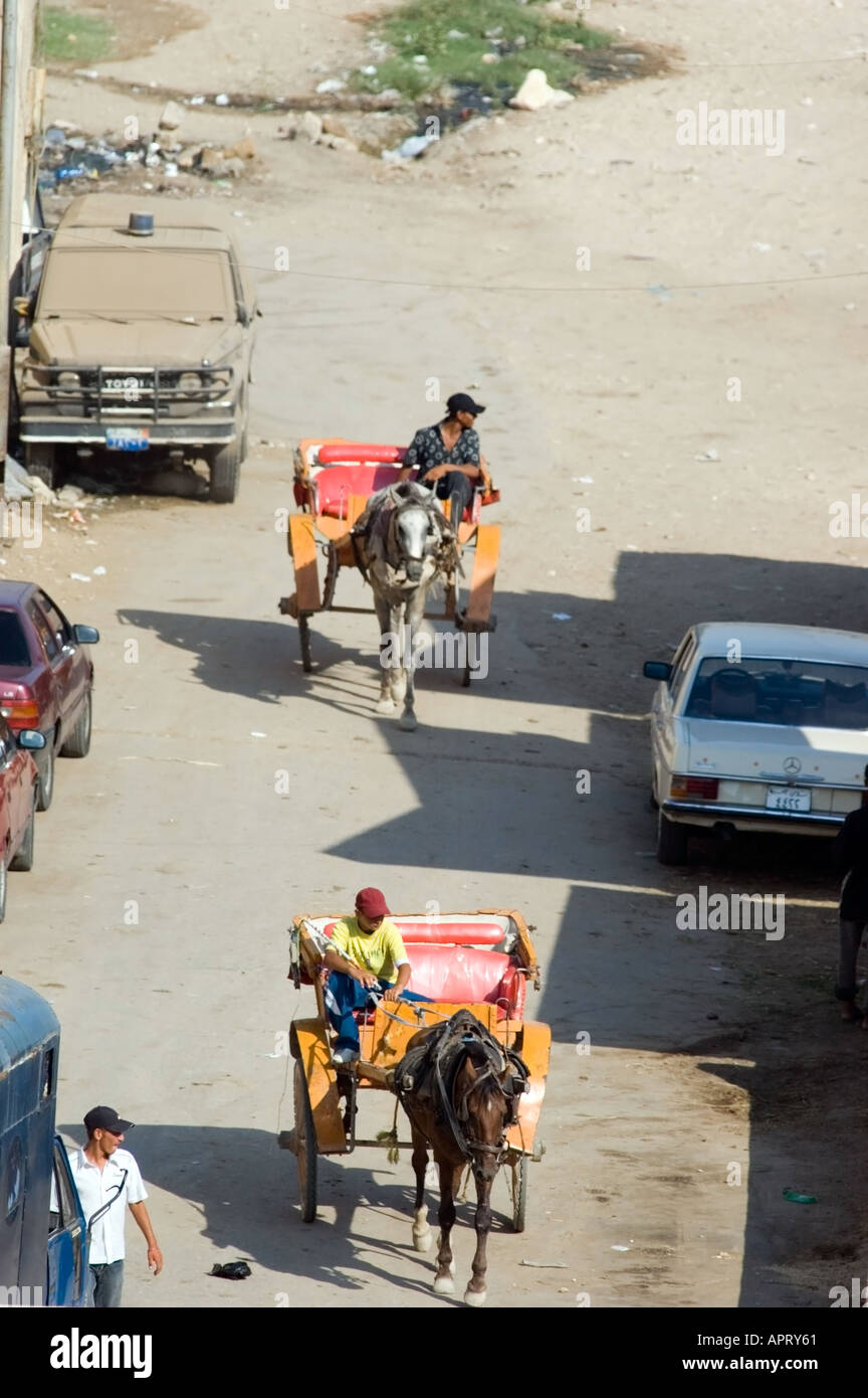 Horse and carts by the Pyramids, Giza, Cairo, Egypt Stock Photo - Alamy
