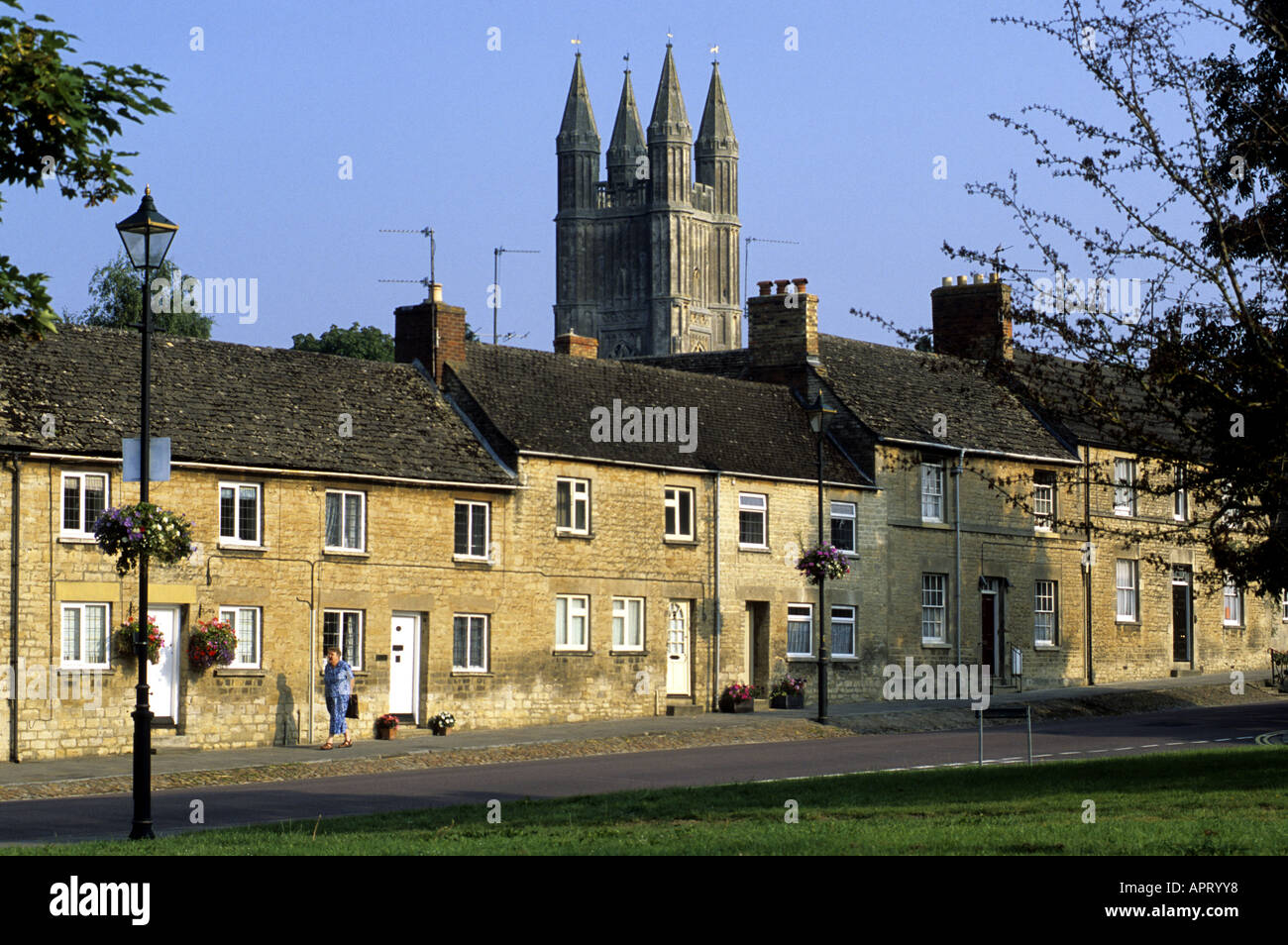 High Street and St.Sampson`s Church, Cricklade, Wiltshire, England, UK ...