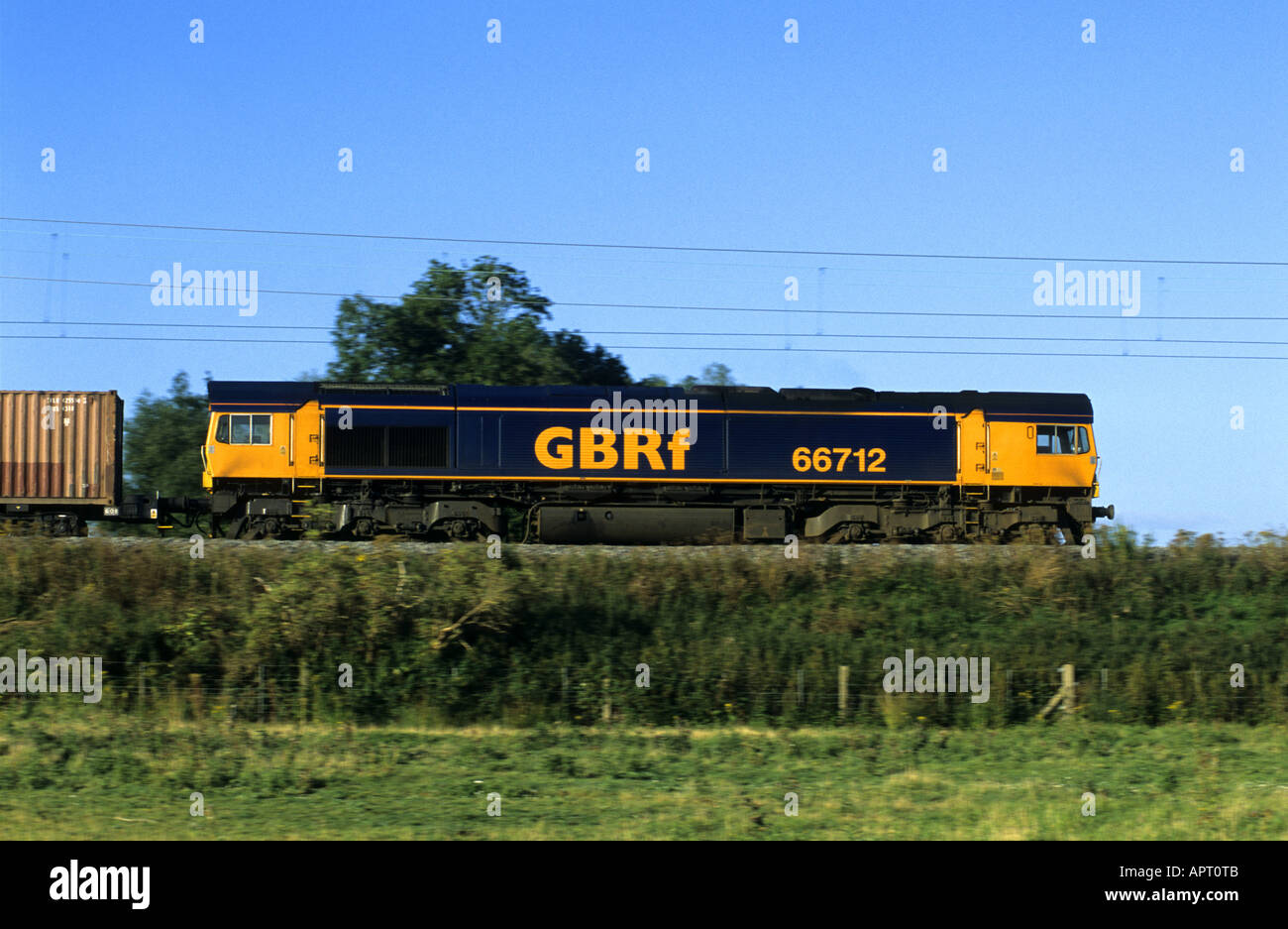 GBRf class 66 diesel locomotive at speed with freightliner train on ...
