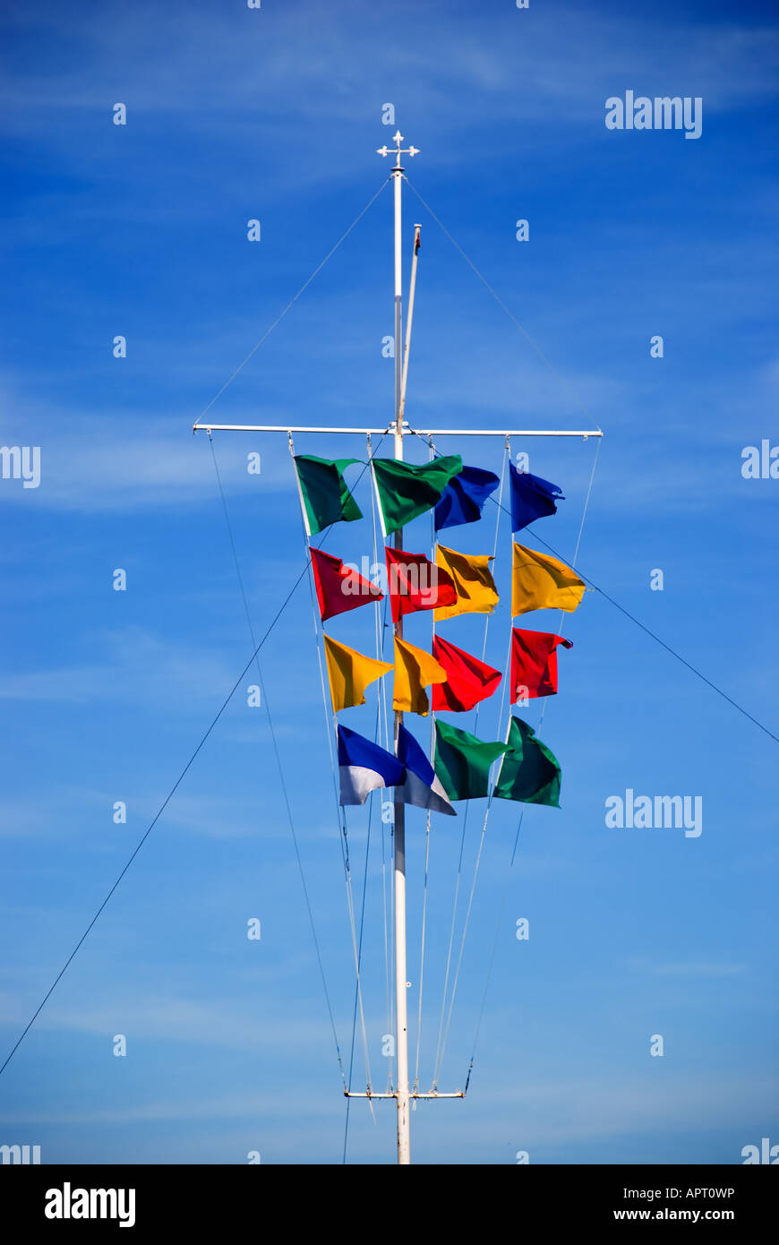 wind ship tower flags sky Stock Photo - Alamy