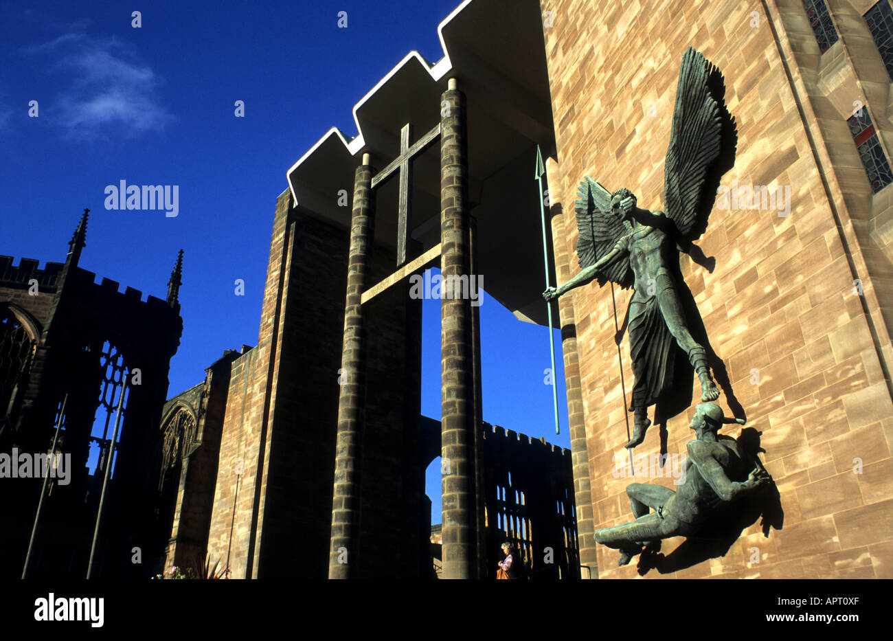 Coventry Cathedral and St. Michael and the Devil statue, West Midlands ...
