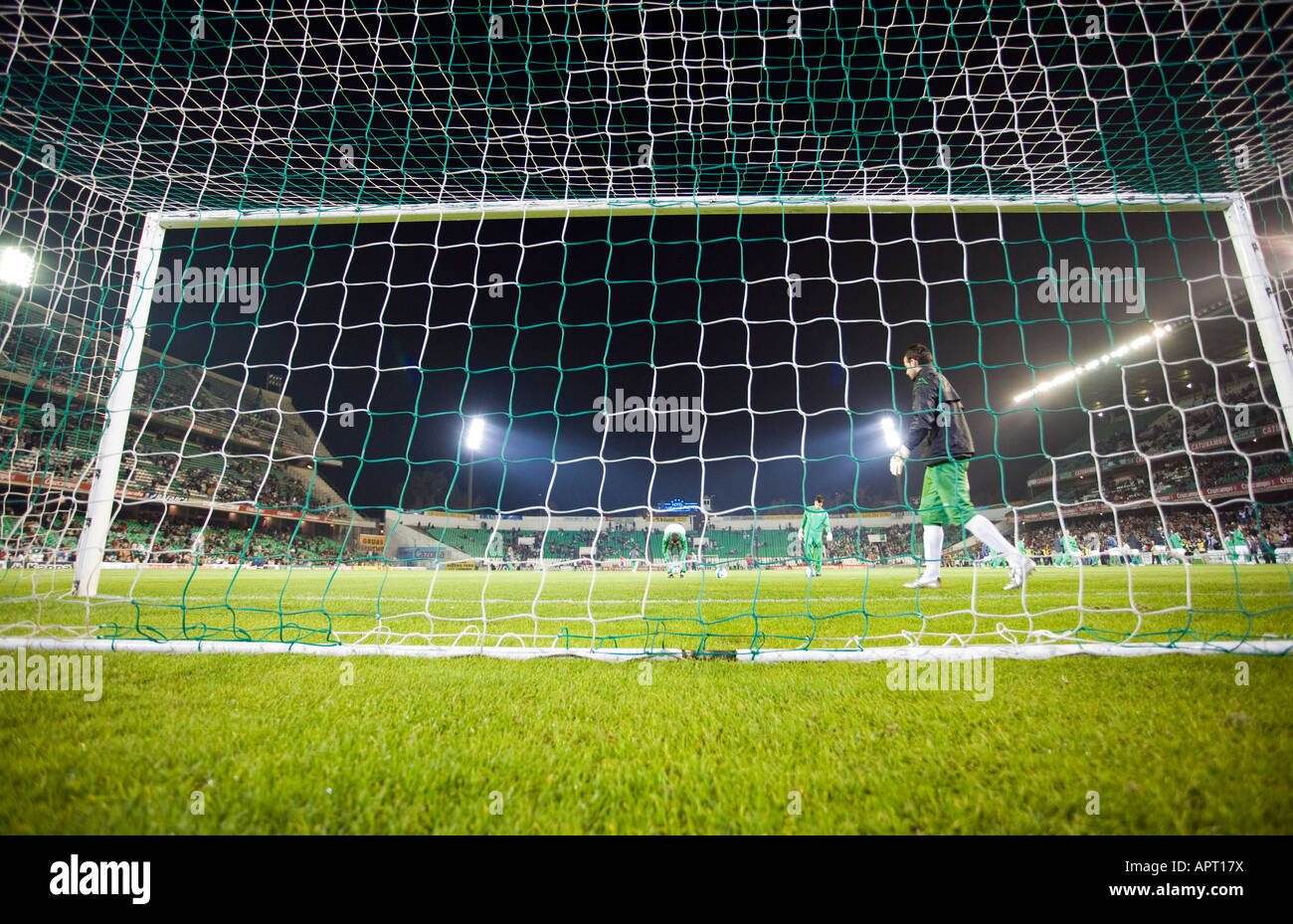 Rear view of a football goal Stock Photo - Alamy