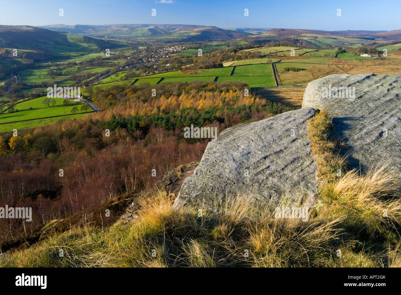 Rock formation on Hathersage Moor in the Peak District National Park ...