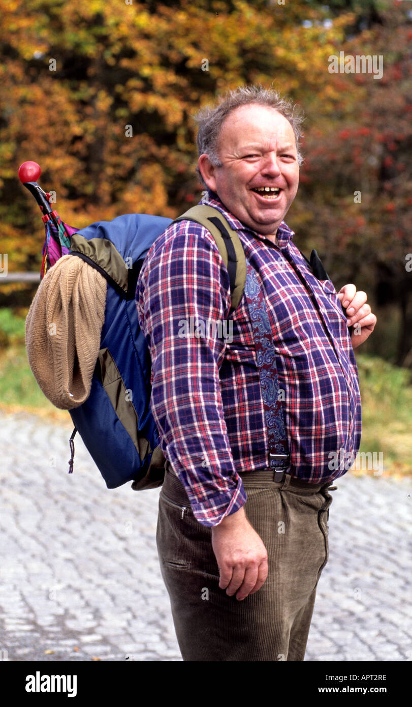 Germany Thuringia, Thuringian, Wald Wood Trees Walker People Man Stock ...