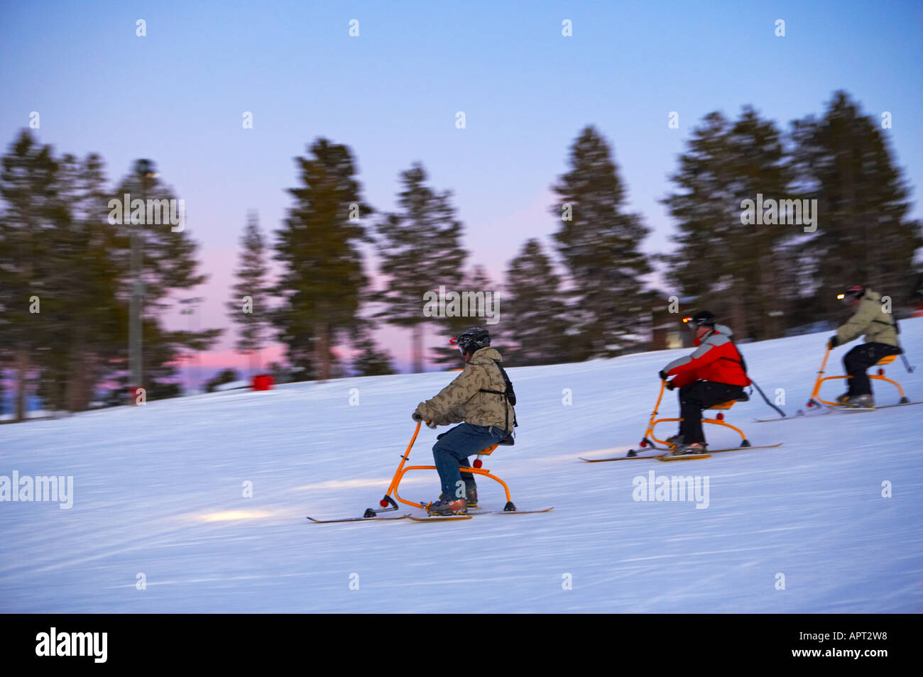 Snow biking at dusk from Adventure ridge Vail Mountain Colorado Stock ...
