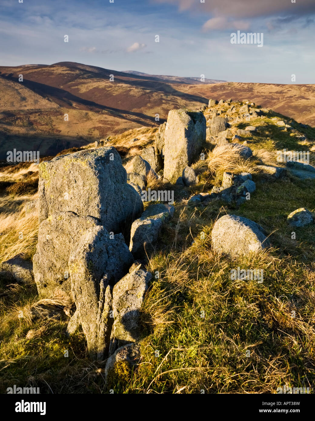 Long crags in the Harthope Valley in the Cheviots Northumberland ...