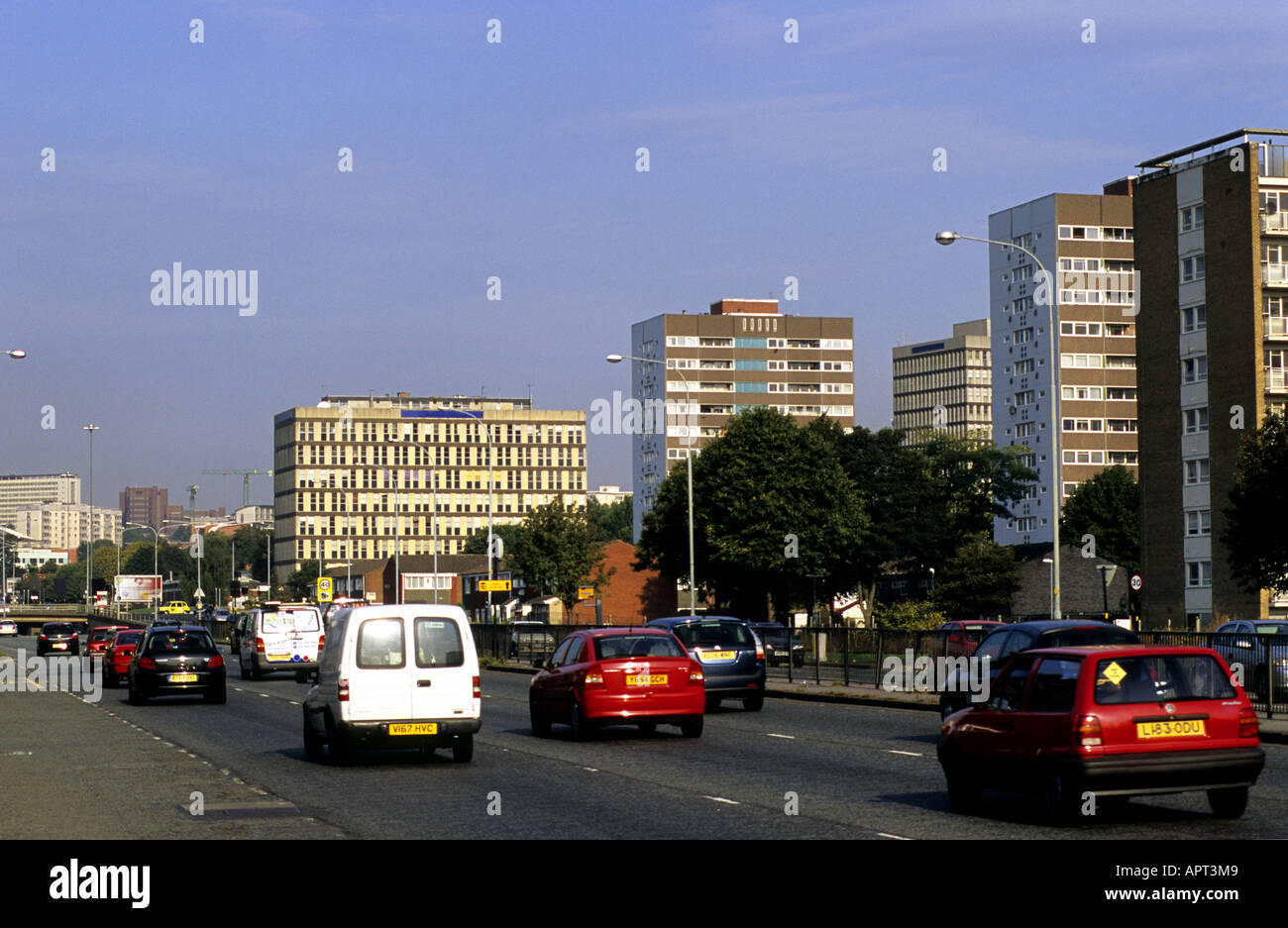 Morning commuter traffic in Belgrave Middleway, Highgate, Birmingham ...