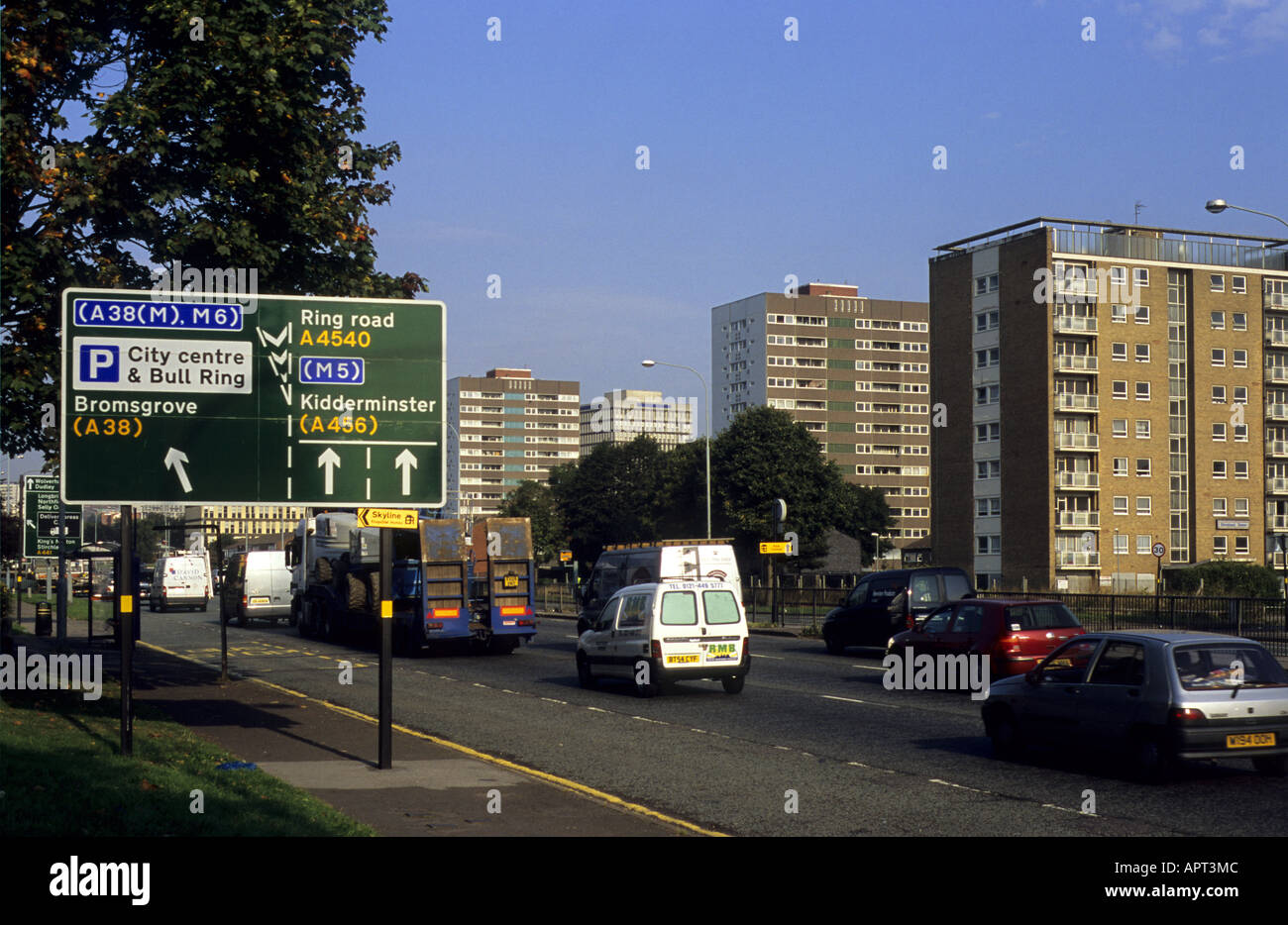 Morning commuter traffic in Belgrave Middleway, Highgate, Birmingham ...