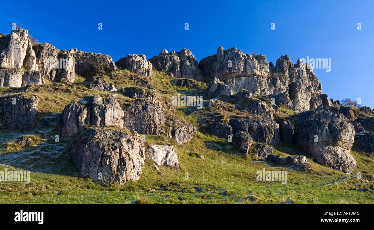 Limestone at Harboro Rocks near Brassington in the Peak District ...