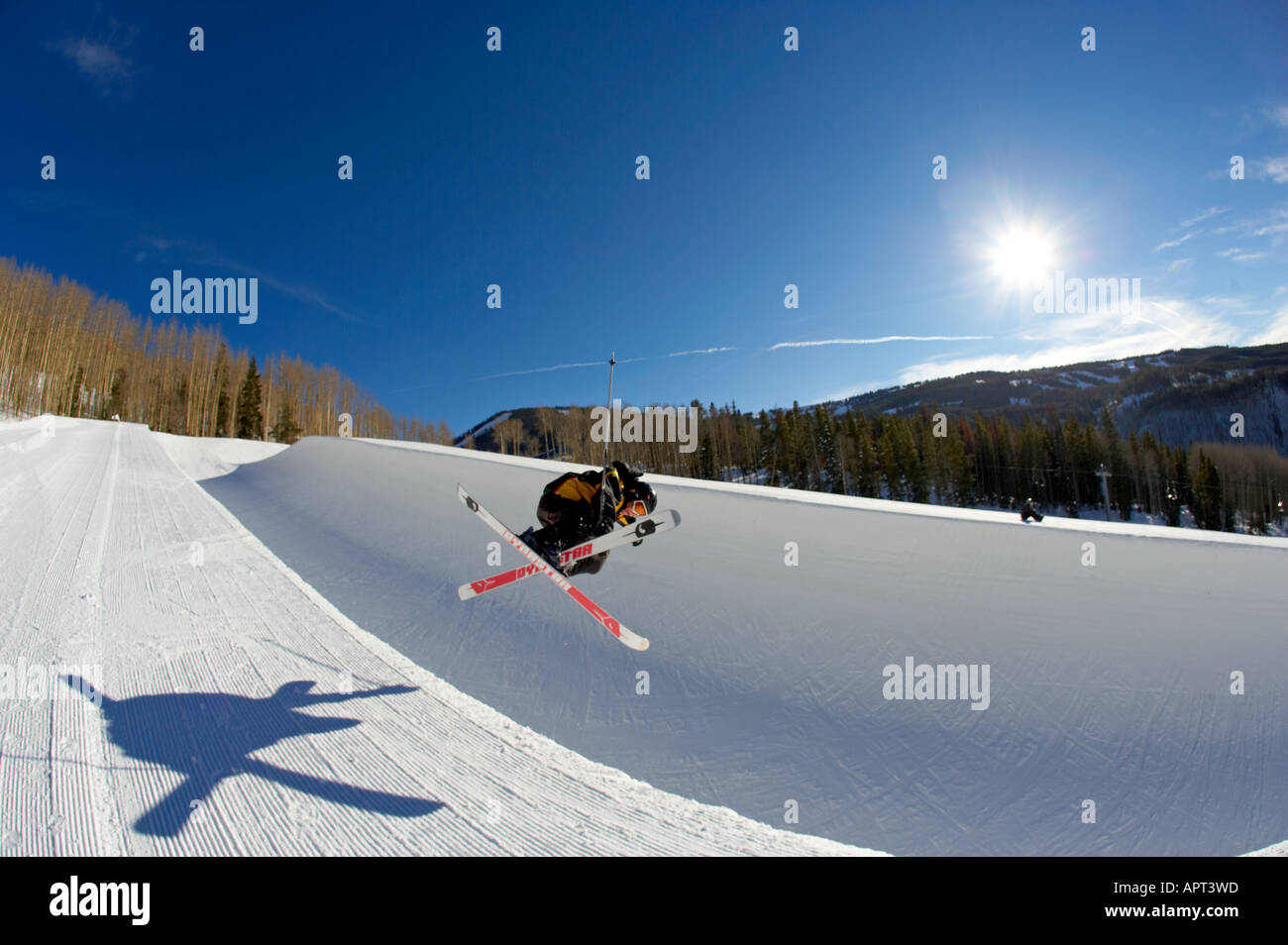 Skiing in terrain park on Vail Mountain Colorado USA Stock Photo - Alamy