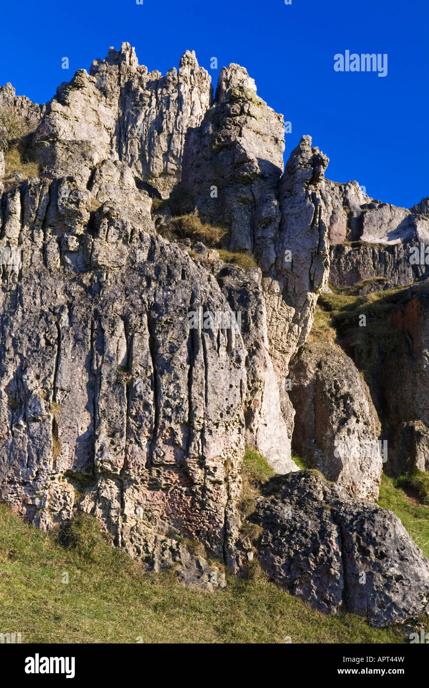 Limestone at Harboro Rocks near Brassington in the Peak District ...