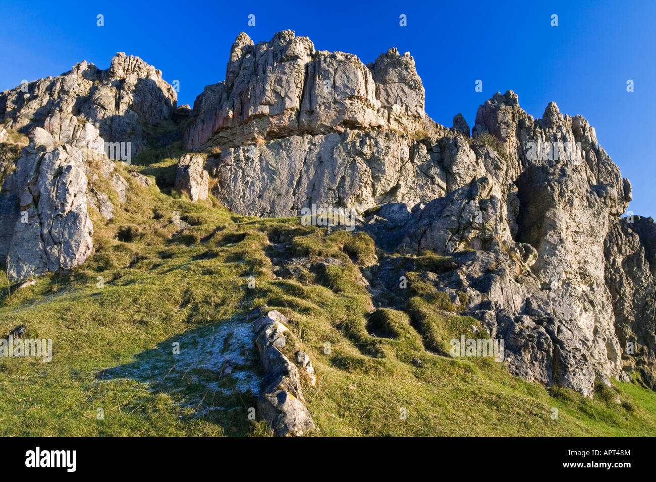 Limestone at Harboro Rocks near Brassington in the Peak District ...