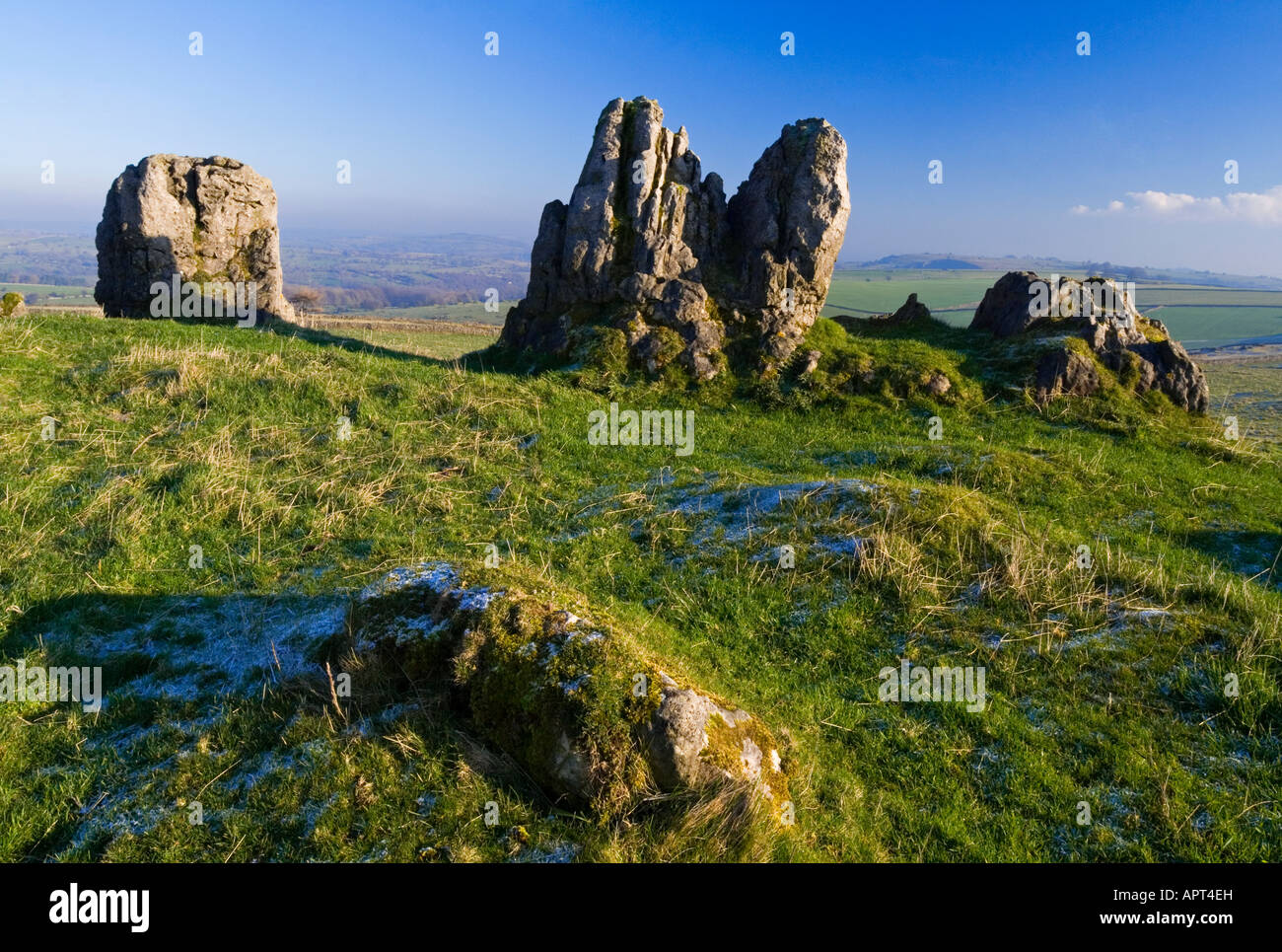 Limestone at Harboro Rocks near Brassington in the Peak District ...
