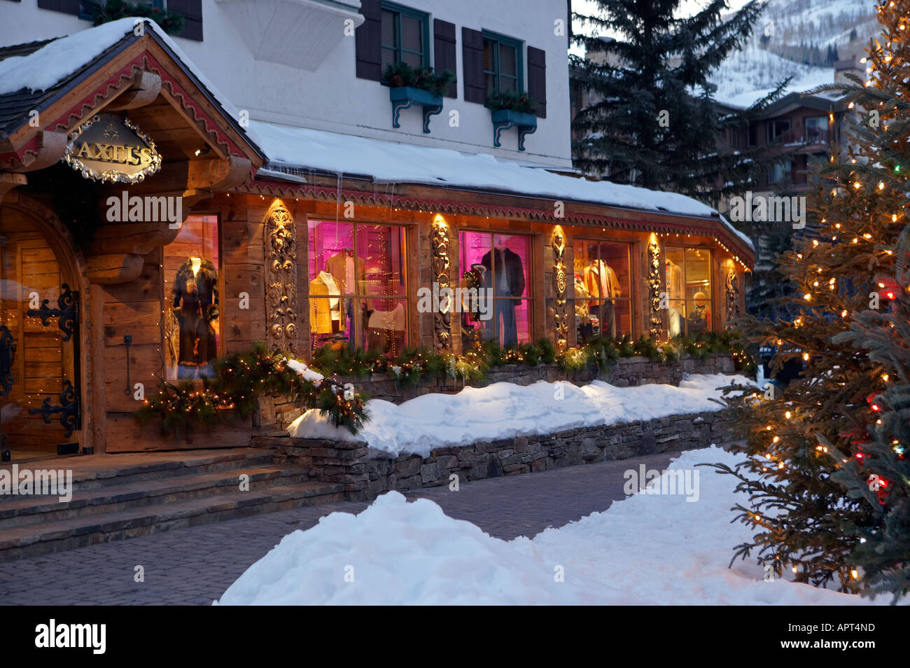 Winter Scene in Vail Village Colorado USA Stock Photo - Alamy