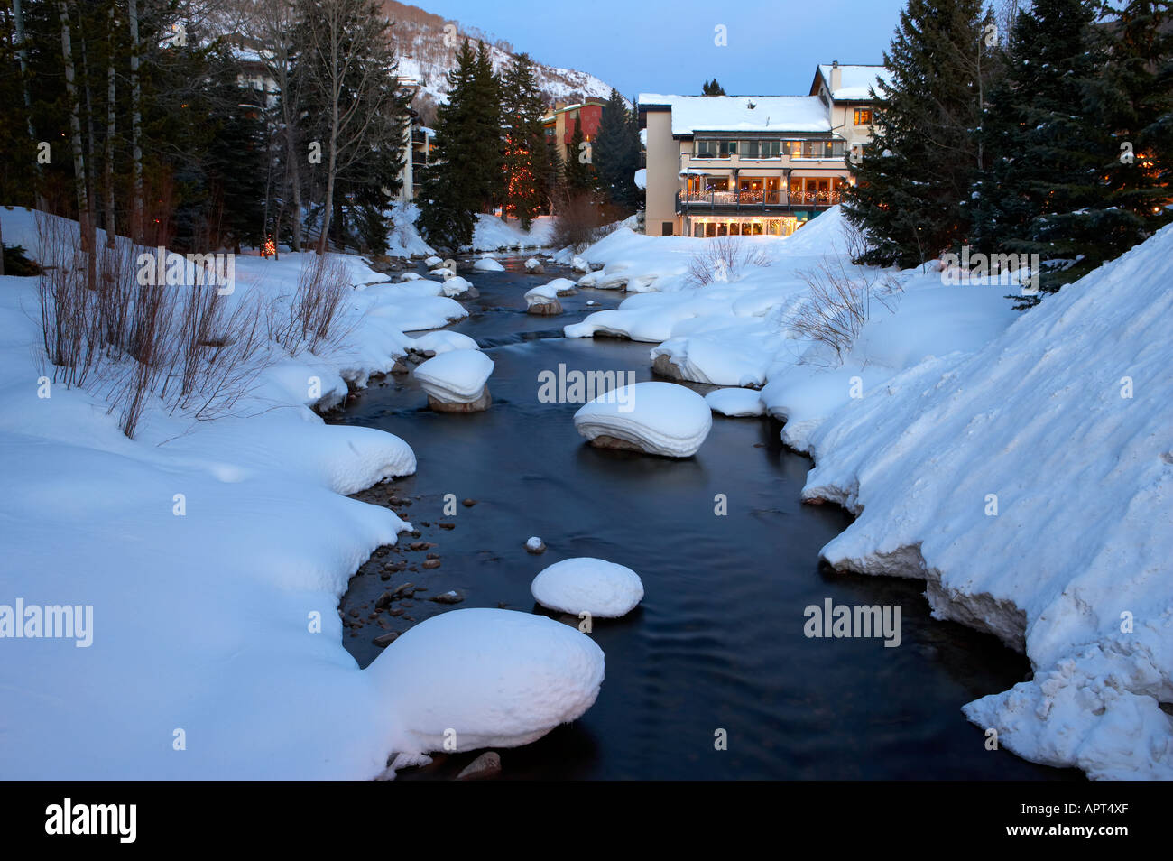 Winter Scene in Vail Village Colorado USA Stock Photo - Alamy