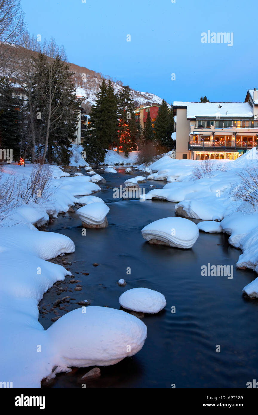 Winter Scene in Vail Village Colorado USA Stock Photo - Alamy