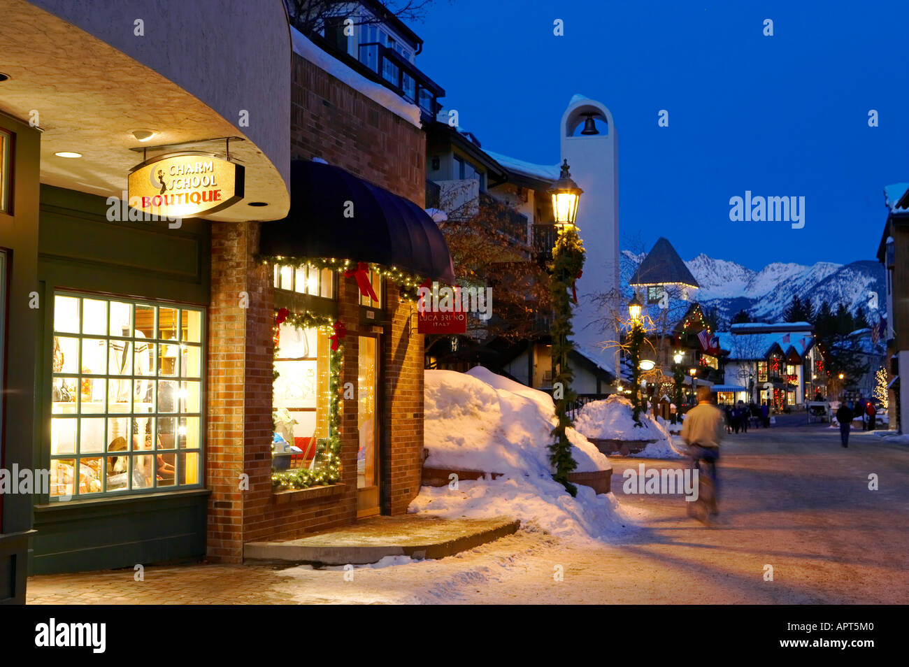 Winter Scene in Vail Village Colorado USA Stock Photo - Alamy