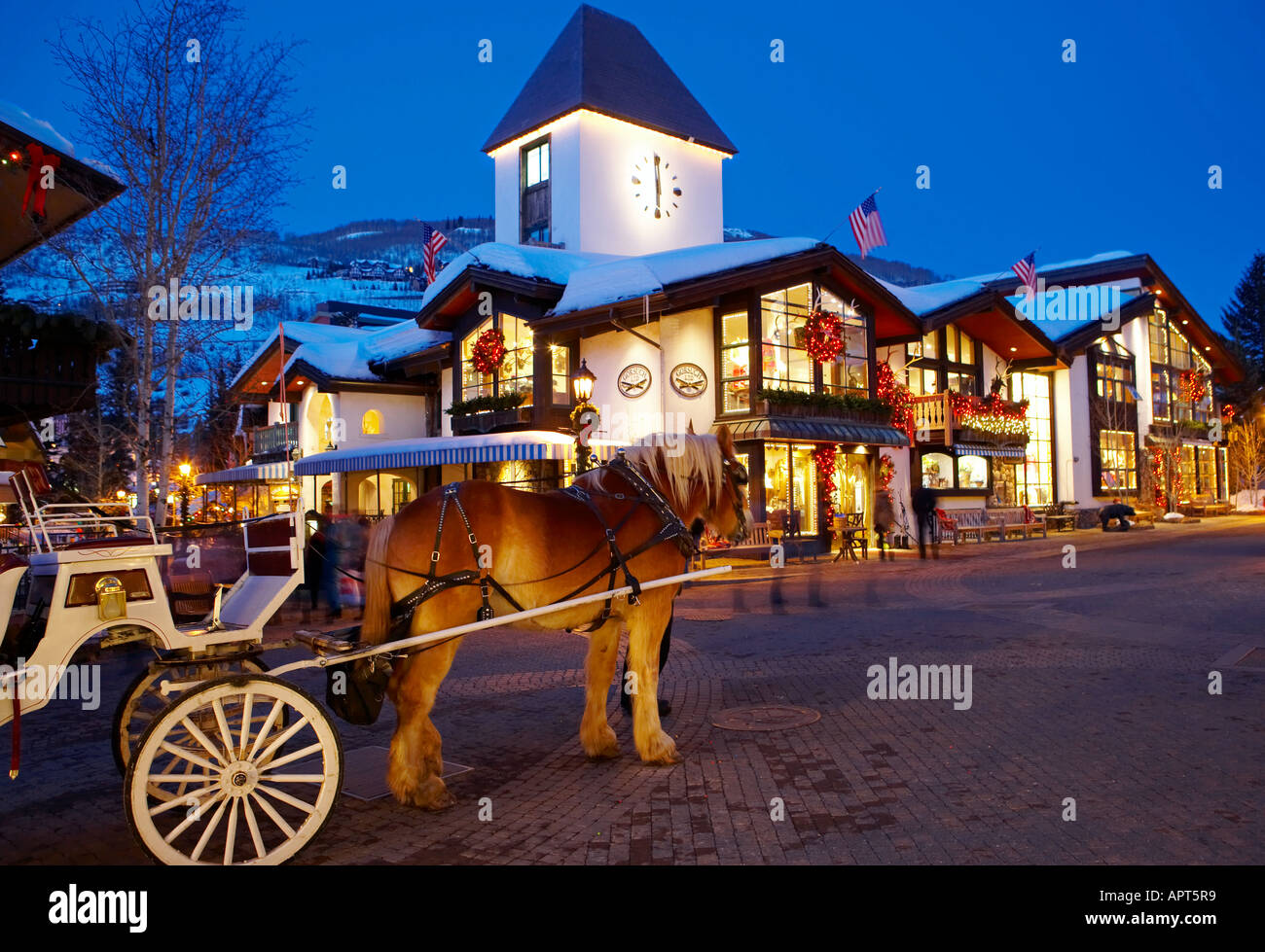 Winter Scene in Vail Village Colorado USA Stock Photo - Alamy